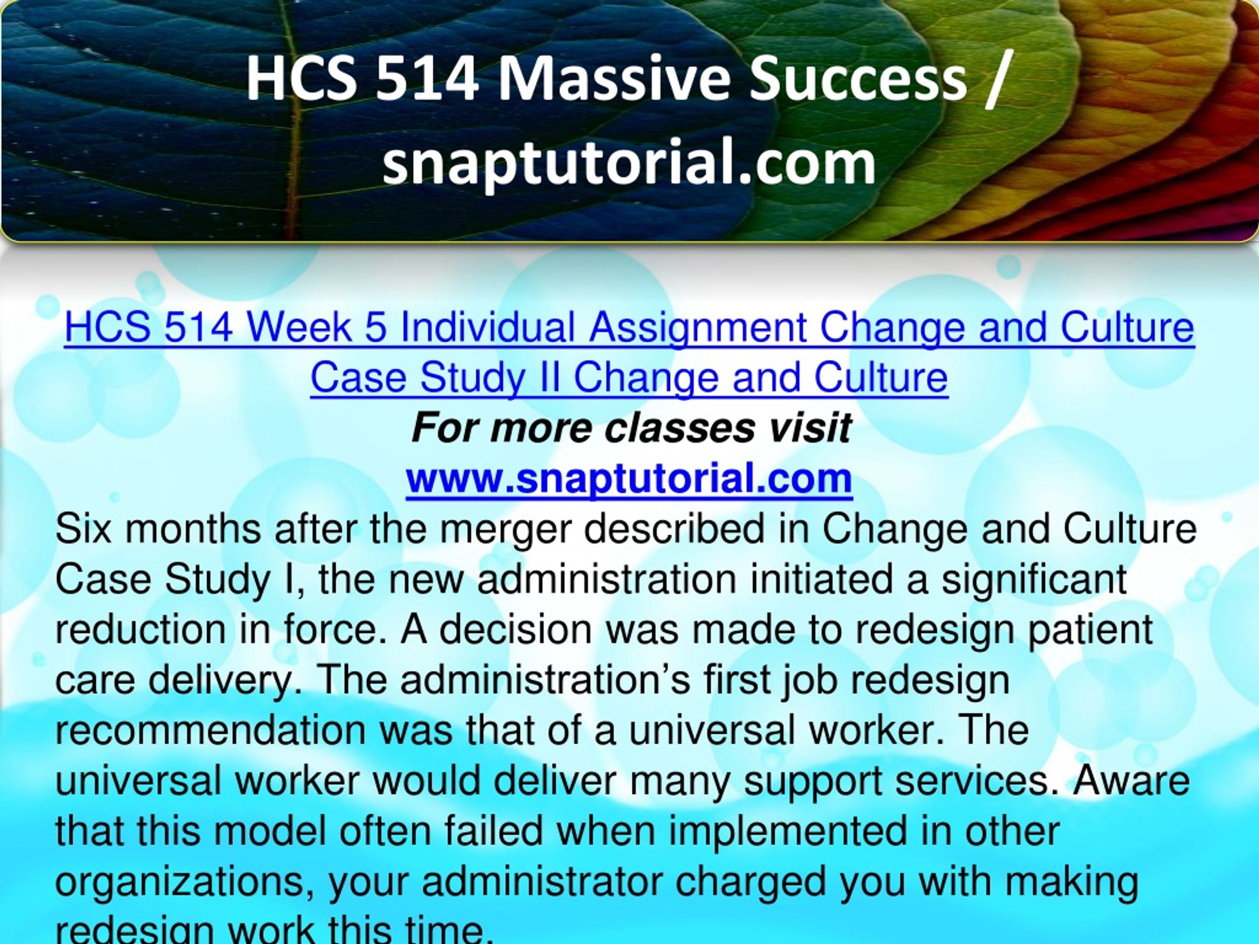 PPT - HCS 514 Massive Success - snaptutorial.com PowerPoint Presentation - ID:8232902