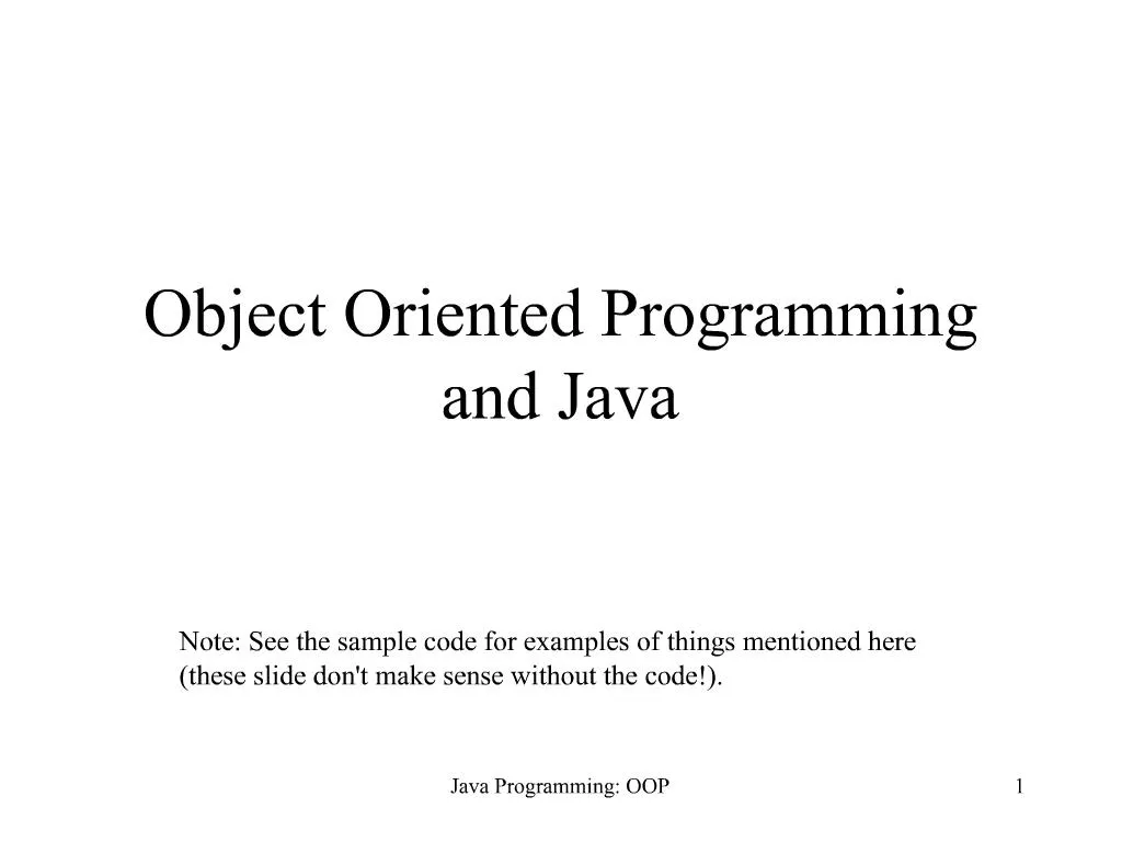 Ppt Object Oriented Programming And Java Powerpoint Presentation