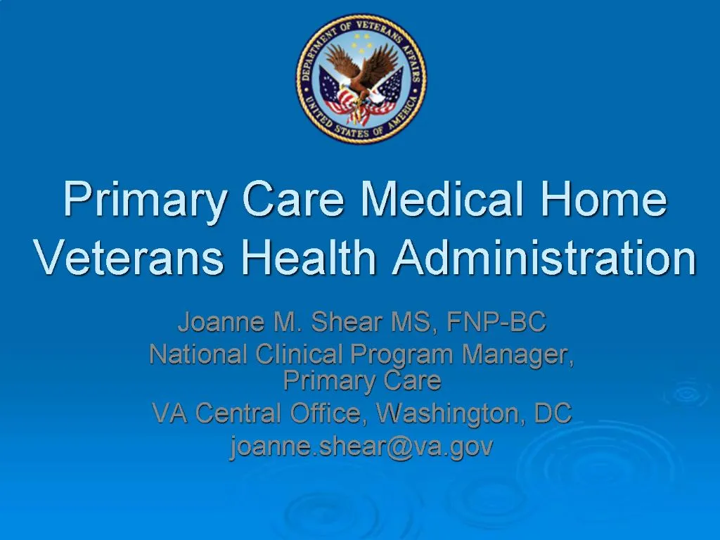PPT - Primary Care Medical Home Veterans Health Administration PowerPoint Presentation - ID:826827