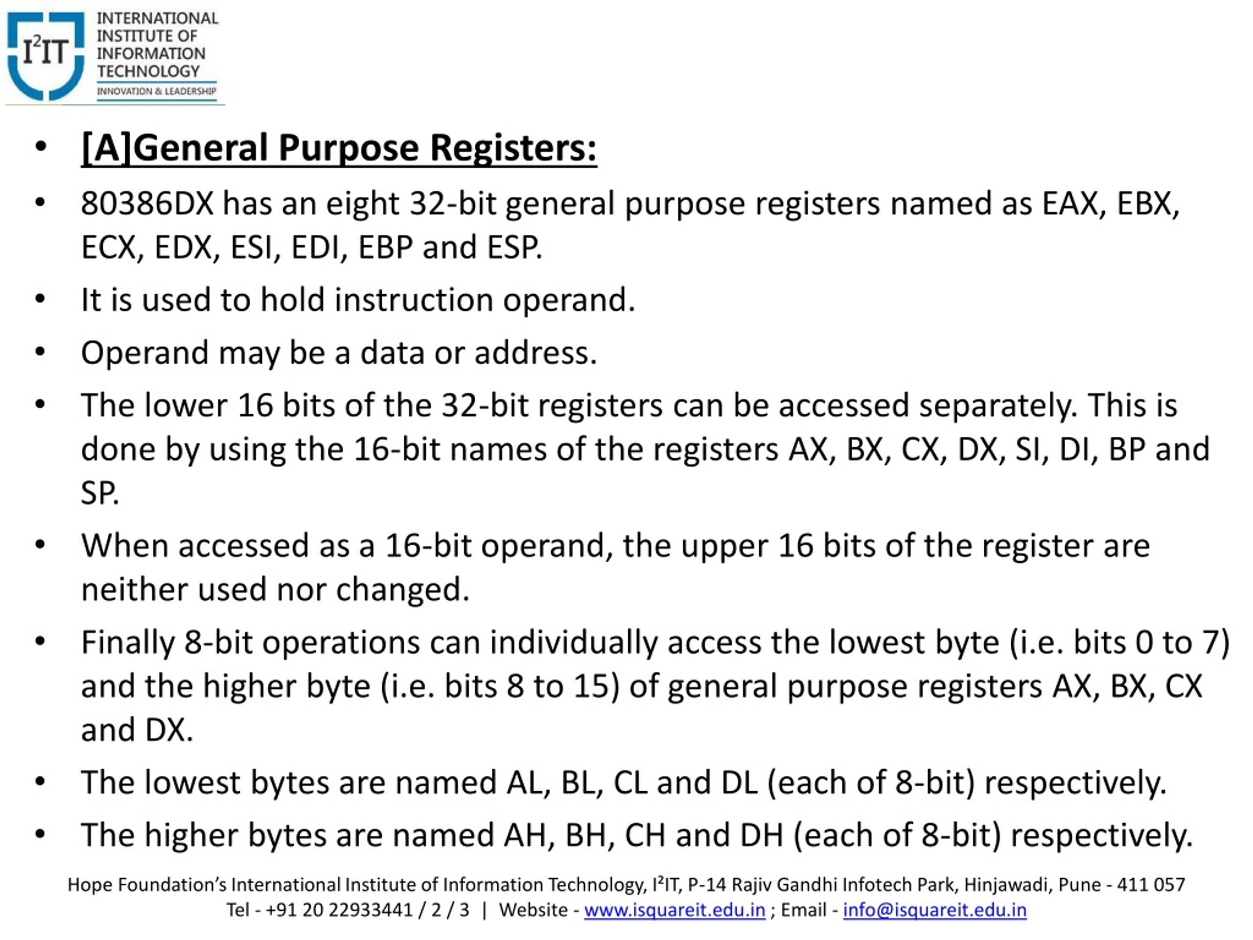 PPT - Register organization of 80386 - Department of Information ...