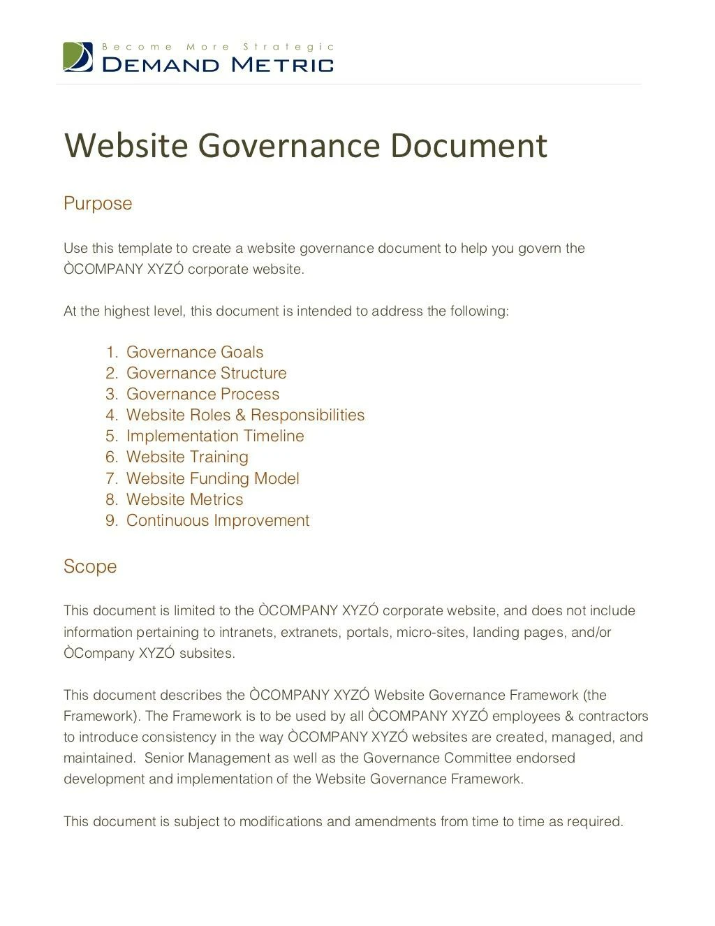 PPT - Website Governance Document PowerPoint Presentation, free ...