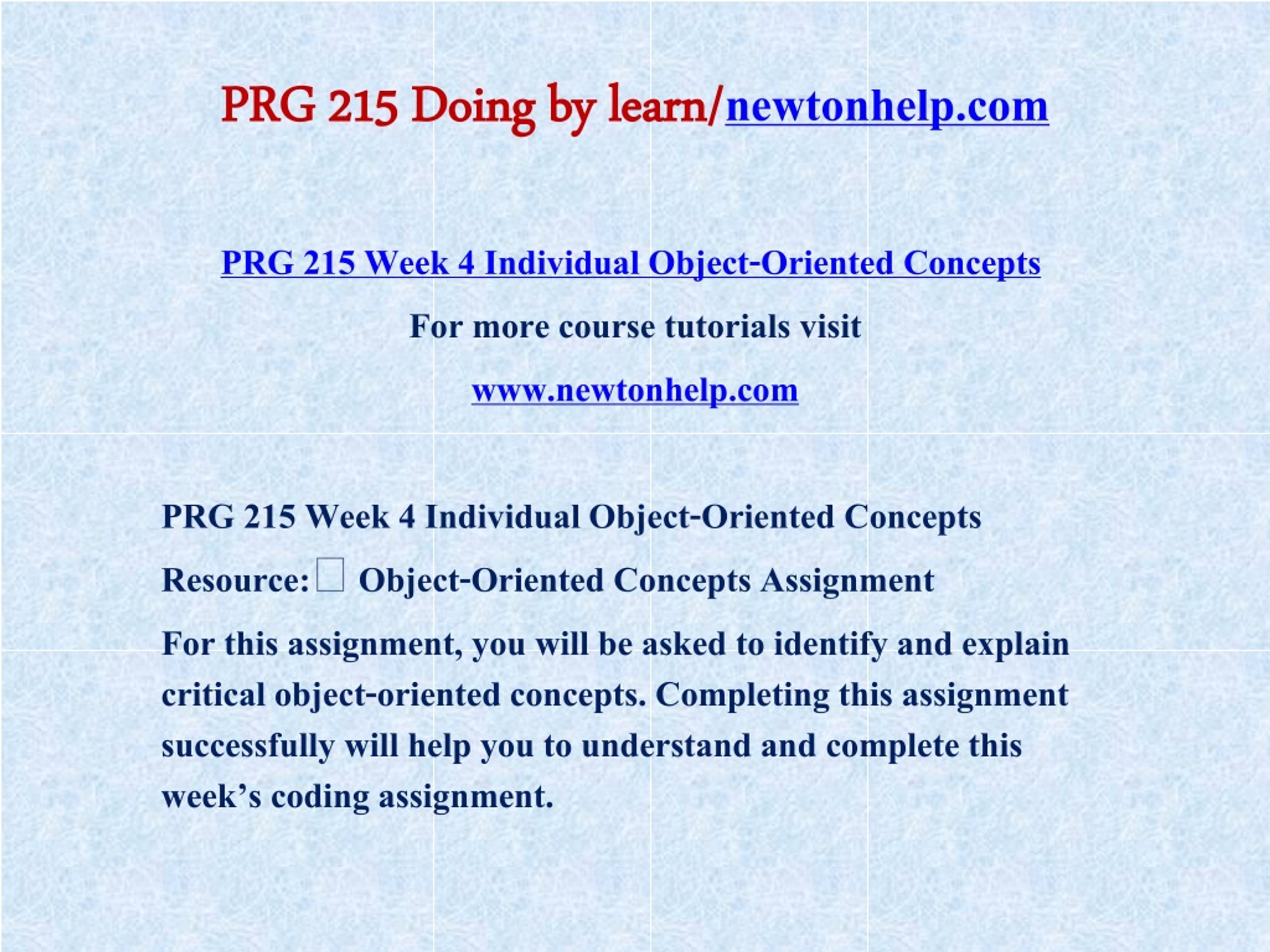 PPT - PRG 215 Doing by learn/newtonhelp.com PowerPoint Presentation, free download - ID:8305976