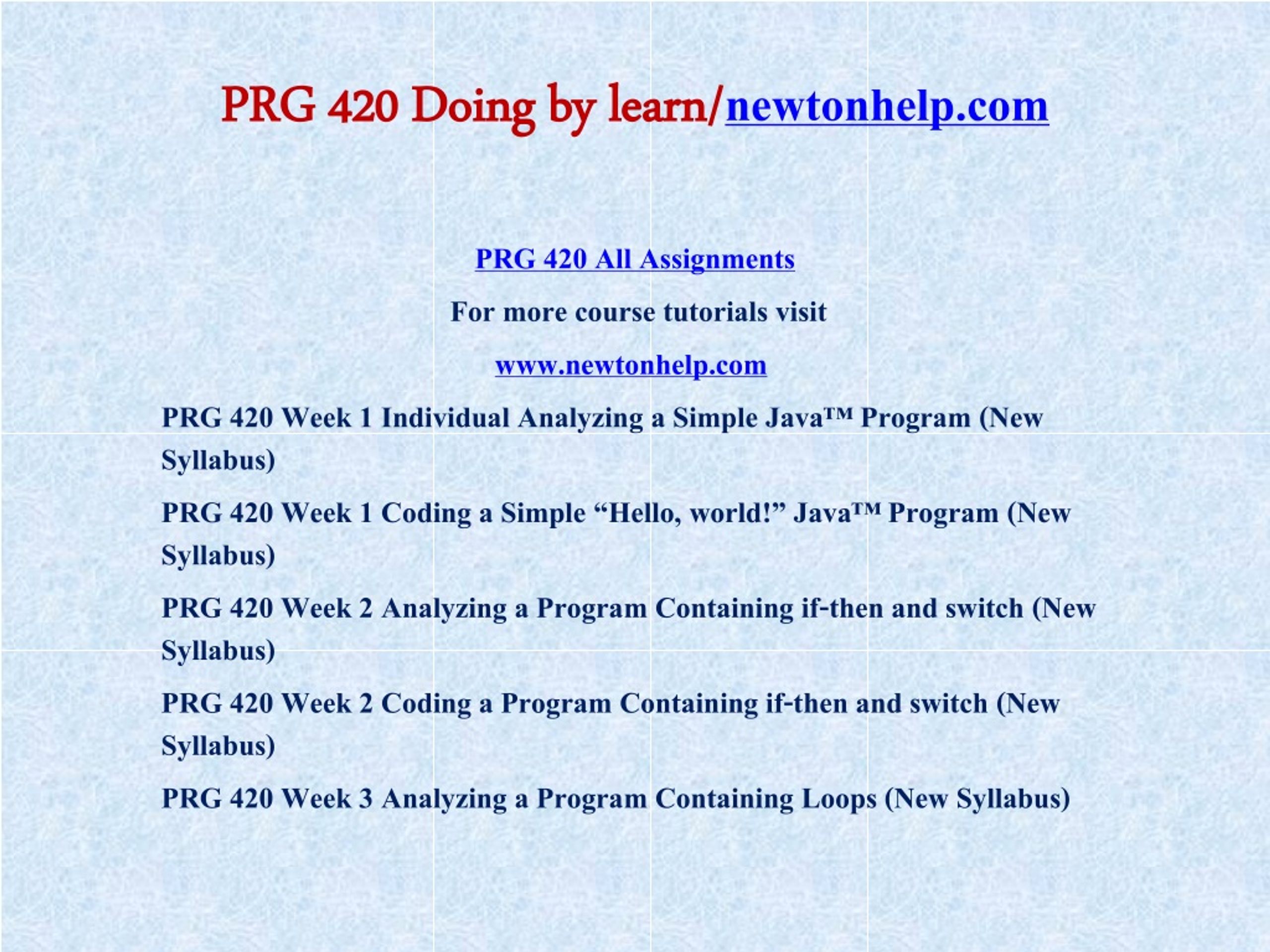 PPT - PRG 420 Doing by learn/newtonhelp.com PowerPoint Presentation ...