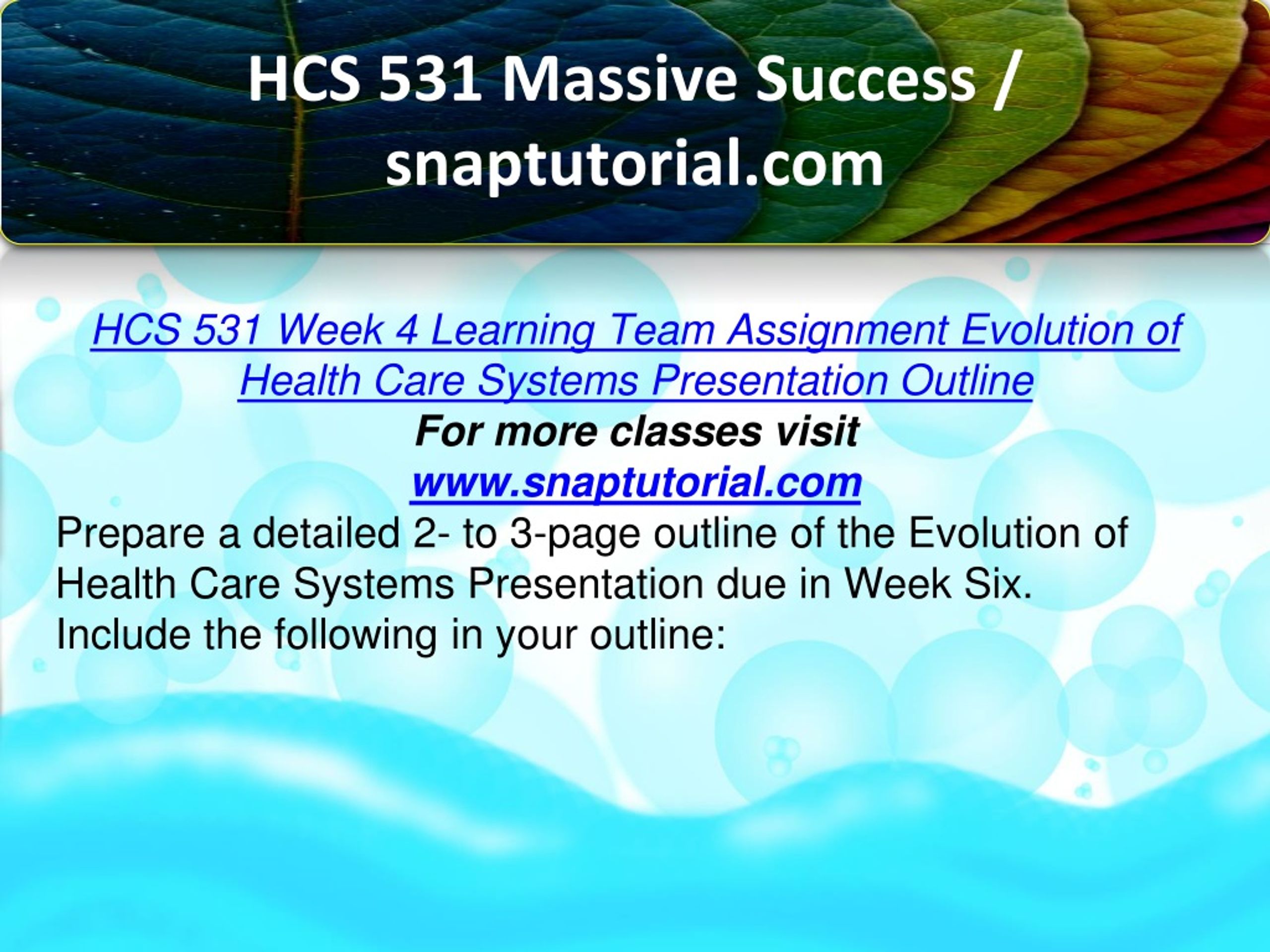 PPT - HCS 531 Massive Success / snaptutorial.com PowerPoint Presentation - ID:8307955