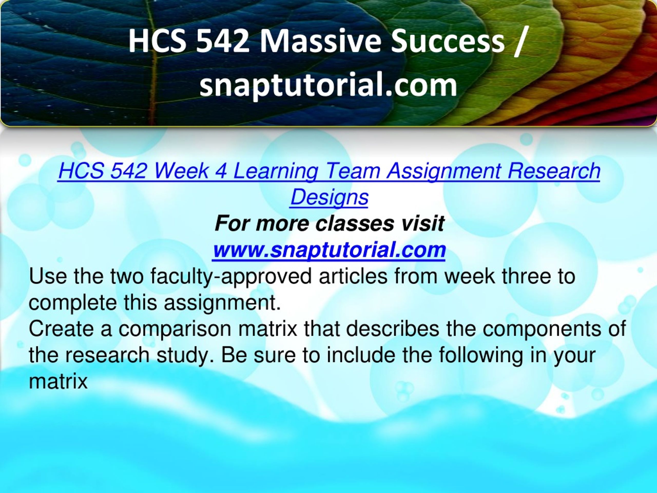 PPT - HCS 542 Massive Success / snaptutorial.com PowerPoint Presentation - ID:8307962