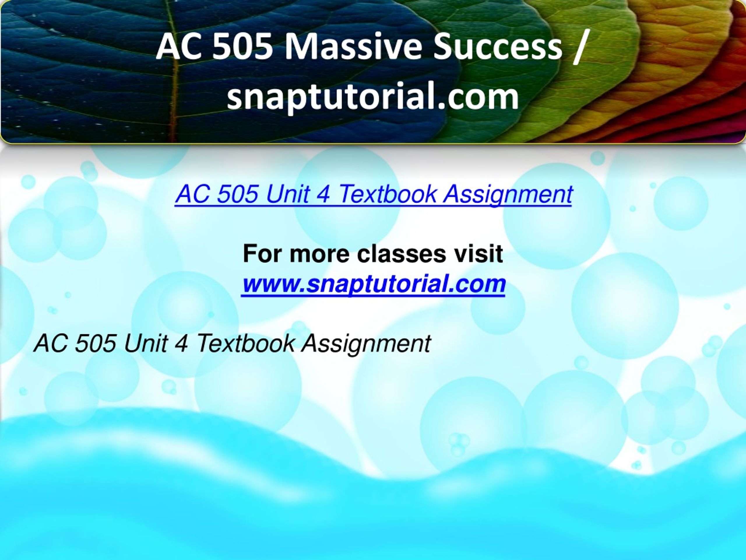 PPT - AC 505 Massive Success / snaptutorial.com PowerPoint Presentation - ID:8317064