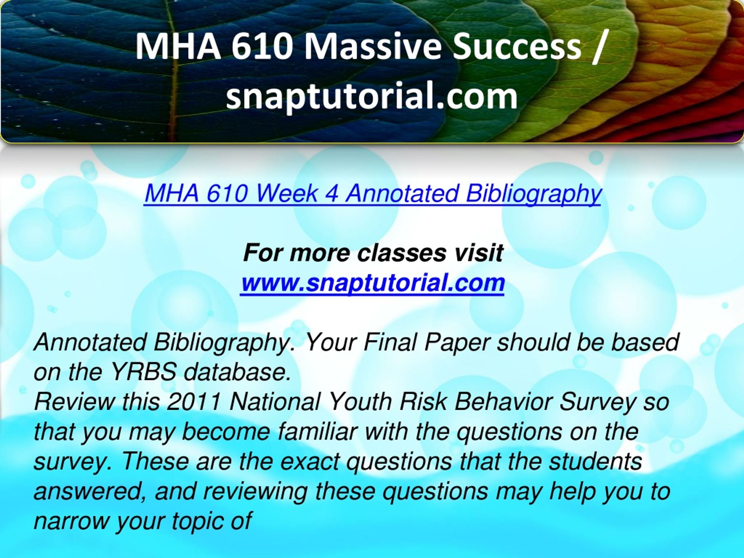 PPT - MHA 610 Massive Success / snaptutorial.com PowerPoint ...