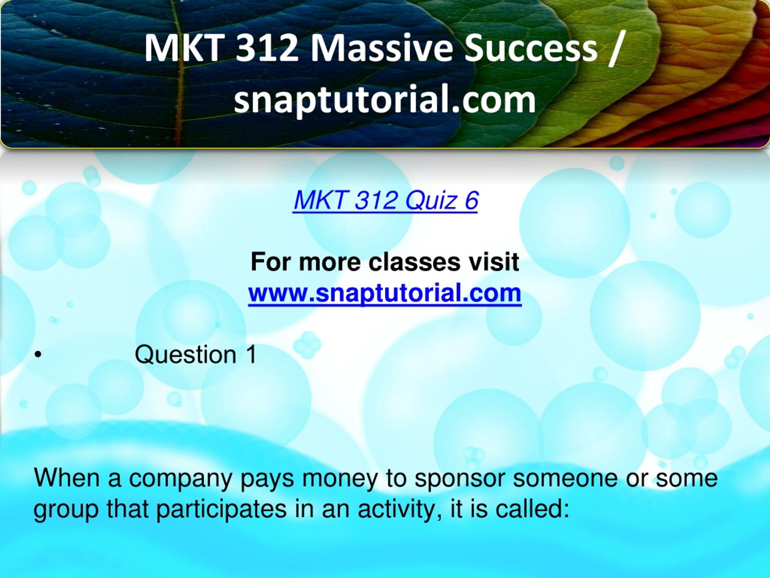 PPT - MKT 312 Massive Success / snaptutorial.com PowerPoint ...