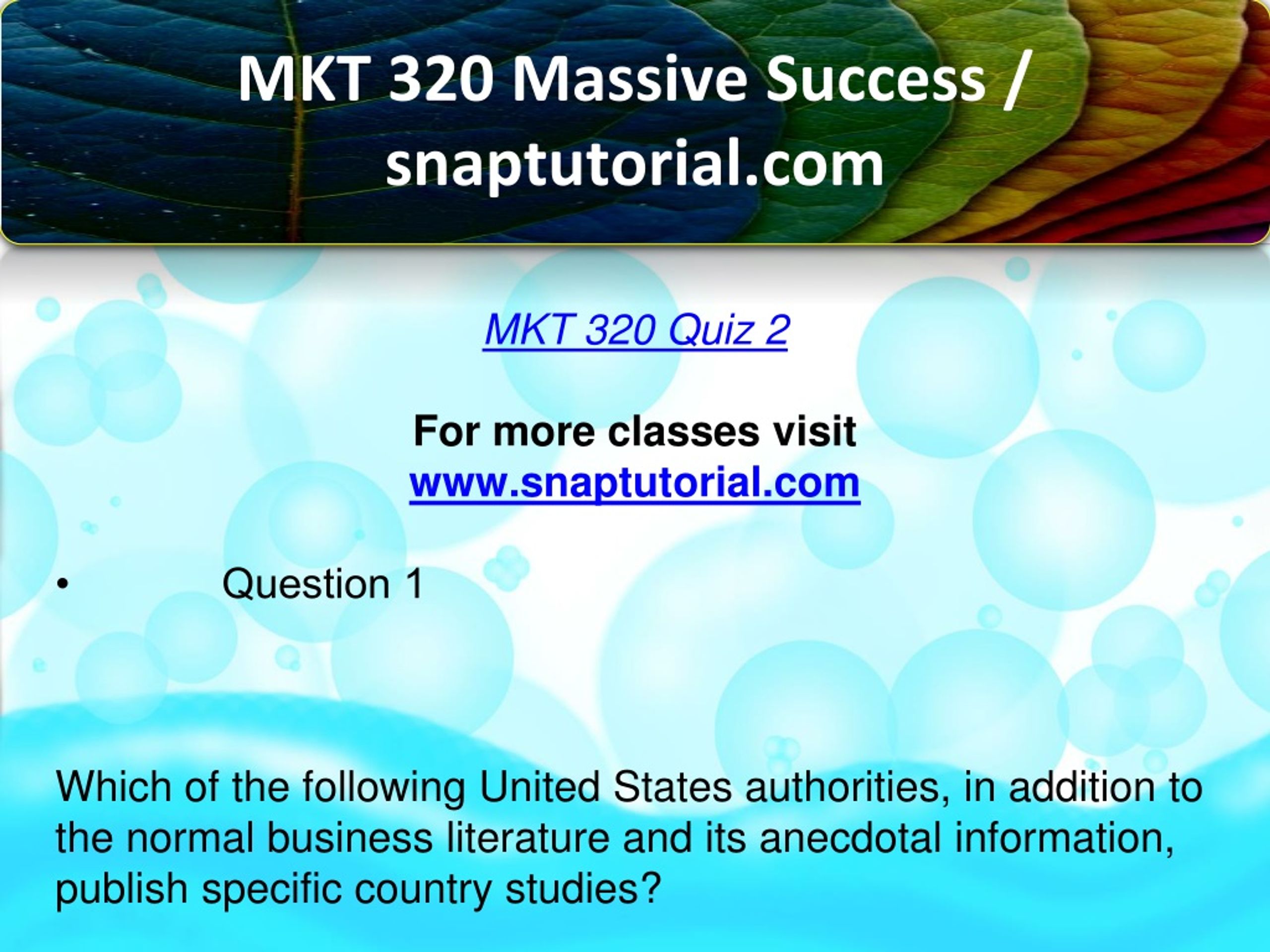 PPT - MKT 320 Massive Success / snaptutorial.com PowerPoint Presentation - ID:8328817