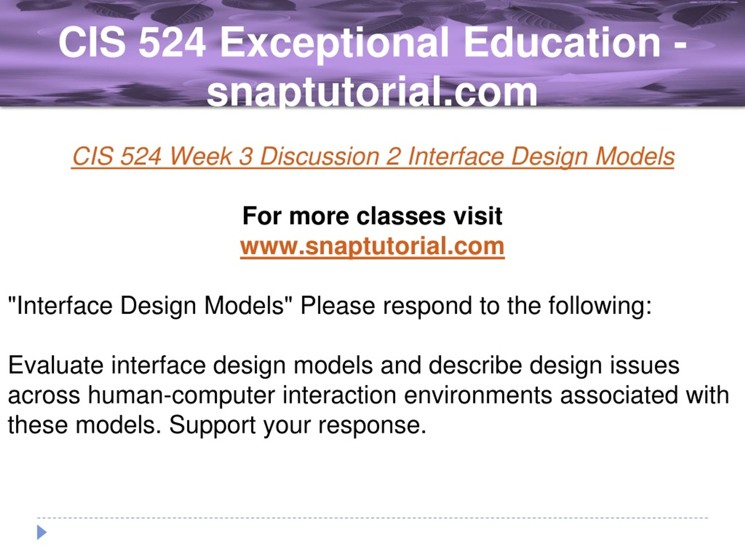 PPT - CIS 524 Exceptional Education-snaptutorial.com PowerPoint Presentation - ID:8330223