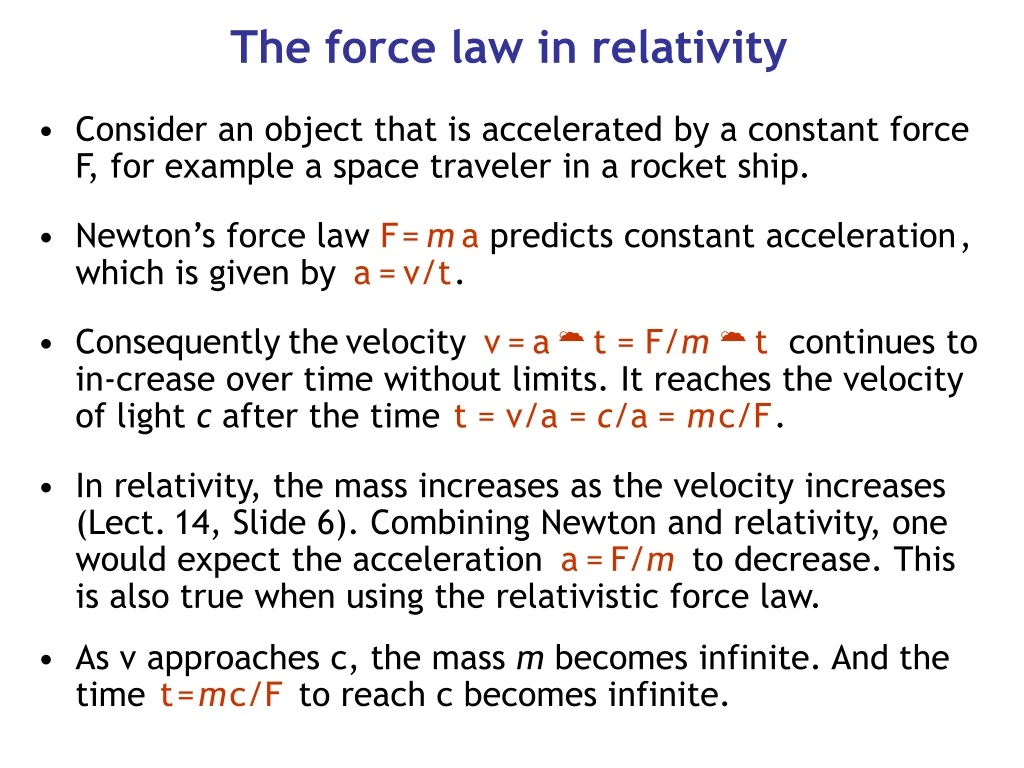 PPT - The force law in relativity PowerPoint Presentation, free ...