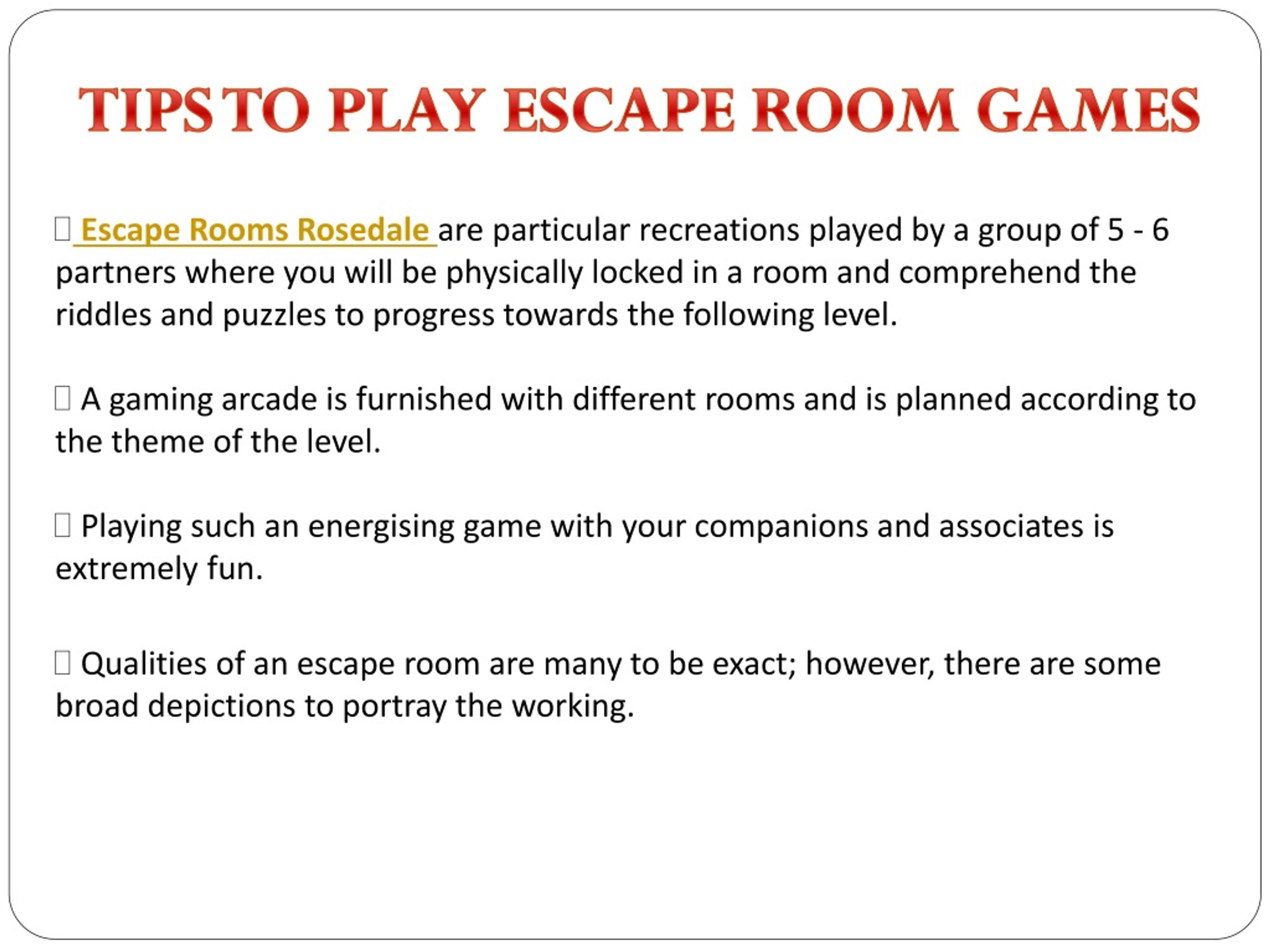 PPT - TIPS TO PLAY ESCAPE ROOM GAMES WITH YOUR FRIENDS PowerPoint ...