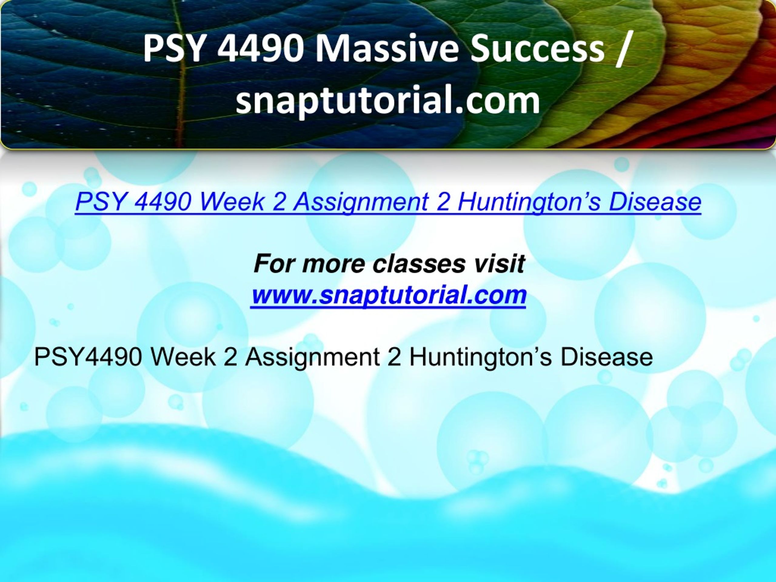 PPT - PSY 4490 Massive Success / snaptutorial.com PowerPoint Presentation - ID:8347425