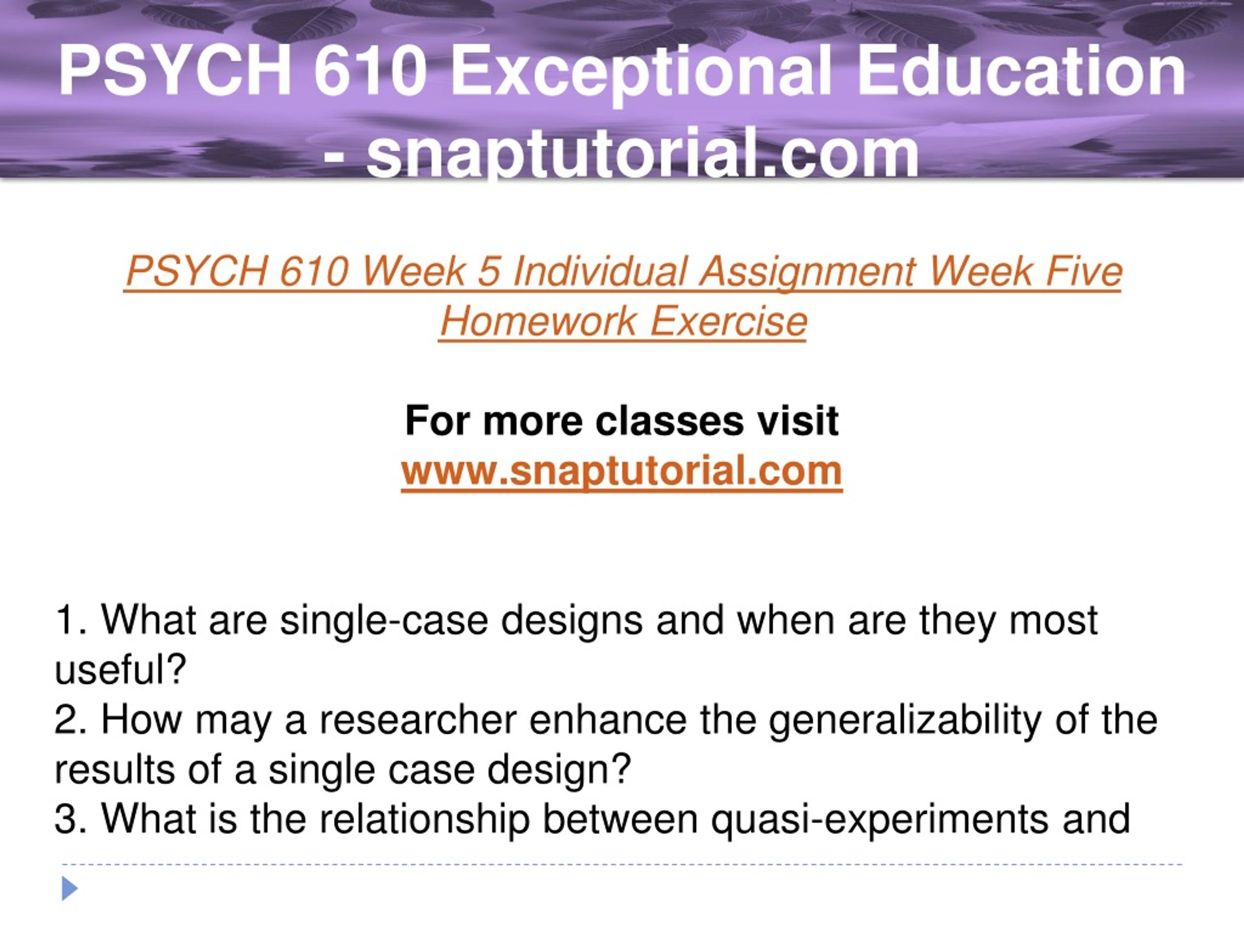 PPT - PSYCH 610 Exceptional Education-snaptutorial.com PowerPoint ...