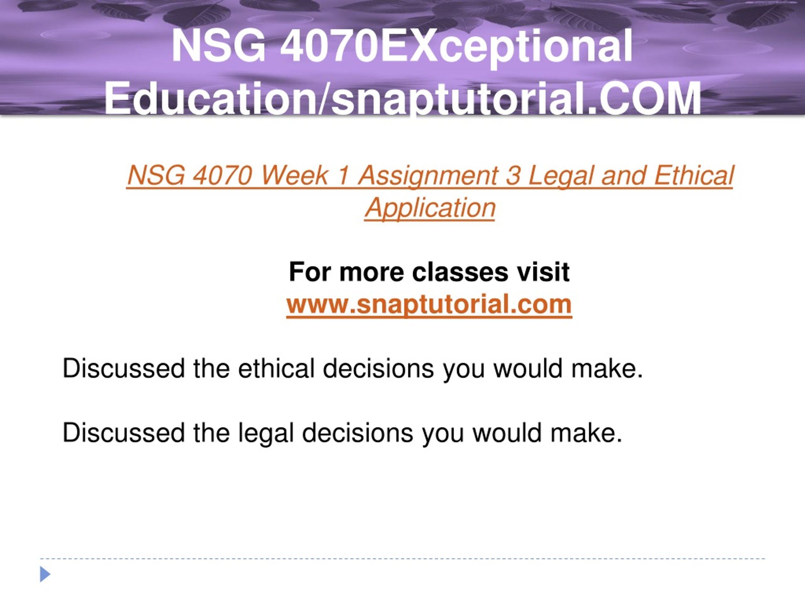 PPT - NSG 4070EXceptional Education/snaptutorial.COM PowerPoint ...