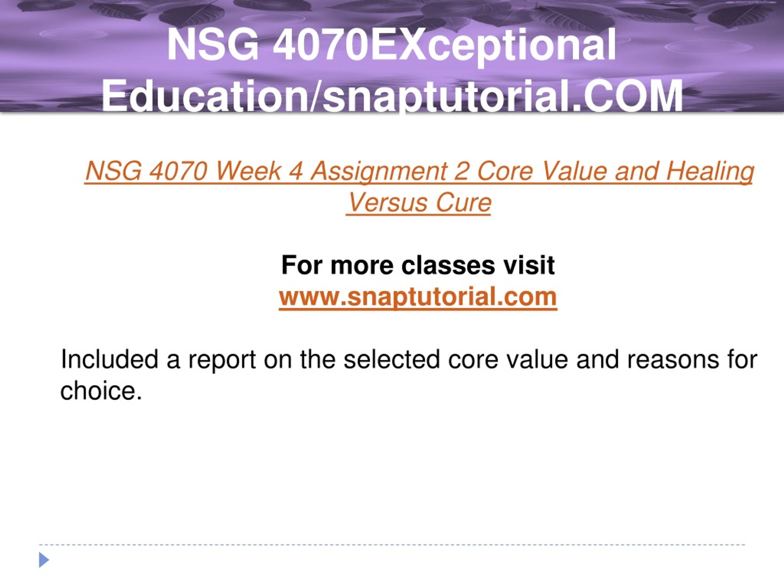 PPT - NSG 4070EXceptional Education/snaptutorial.COM PowerPoint ...