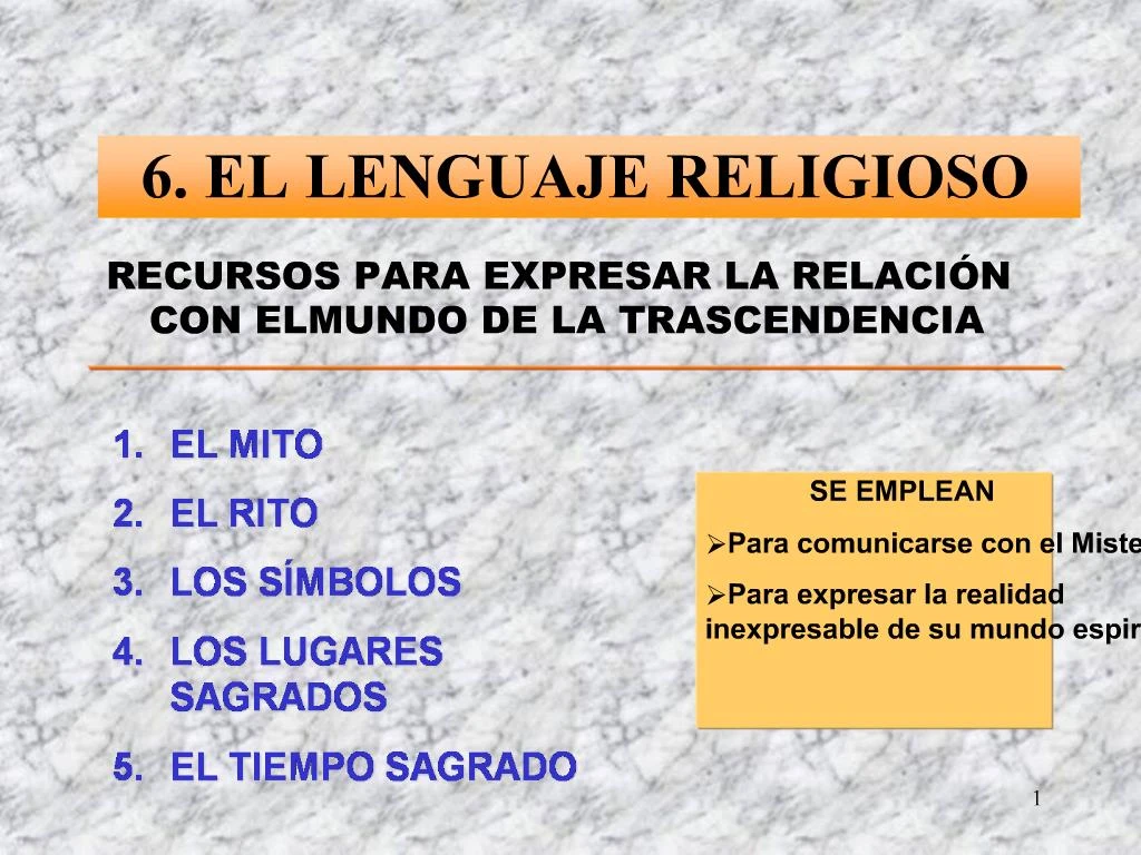 PPT - 6. EL LENGUAJE RELIGIOSO PowerPoint Presentation, free download ...