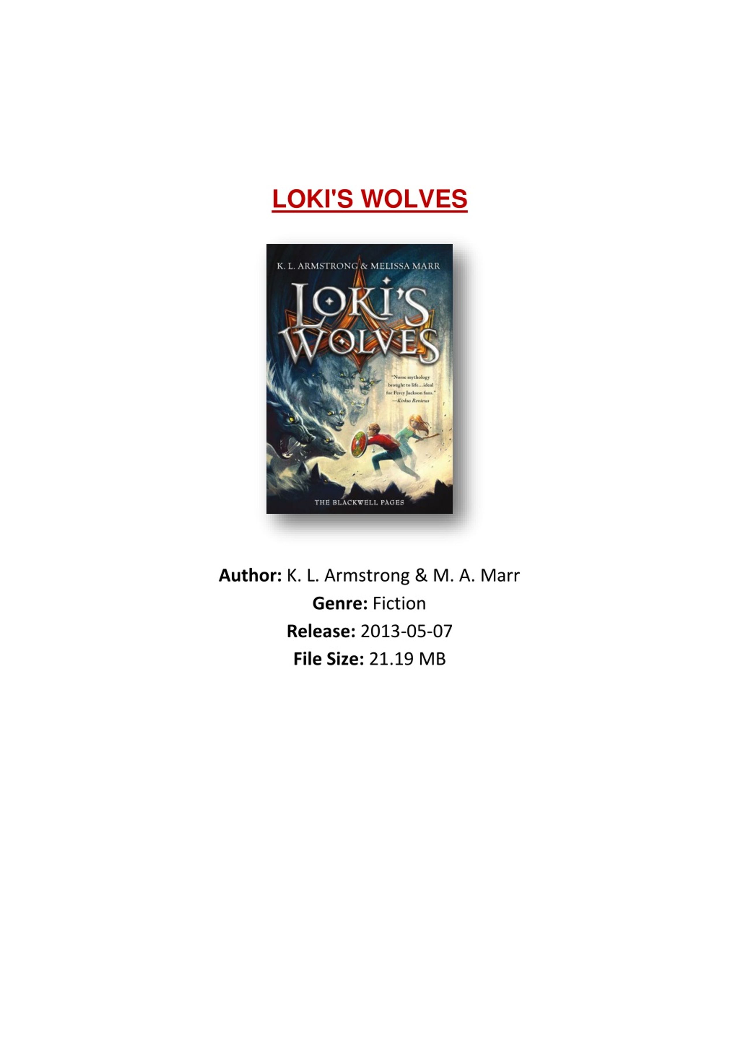 PPT - [PDF] Free Download Loki's Wolves By K. L. Armstrong & M. A. Marr ...