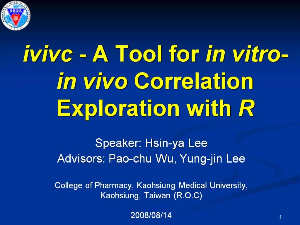 PPT - Ivivc - A Tool for in vitro- in vivo Correlation Exploration with ...