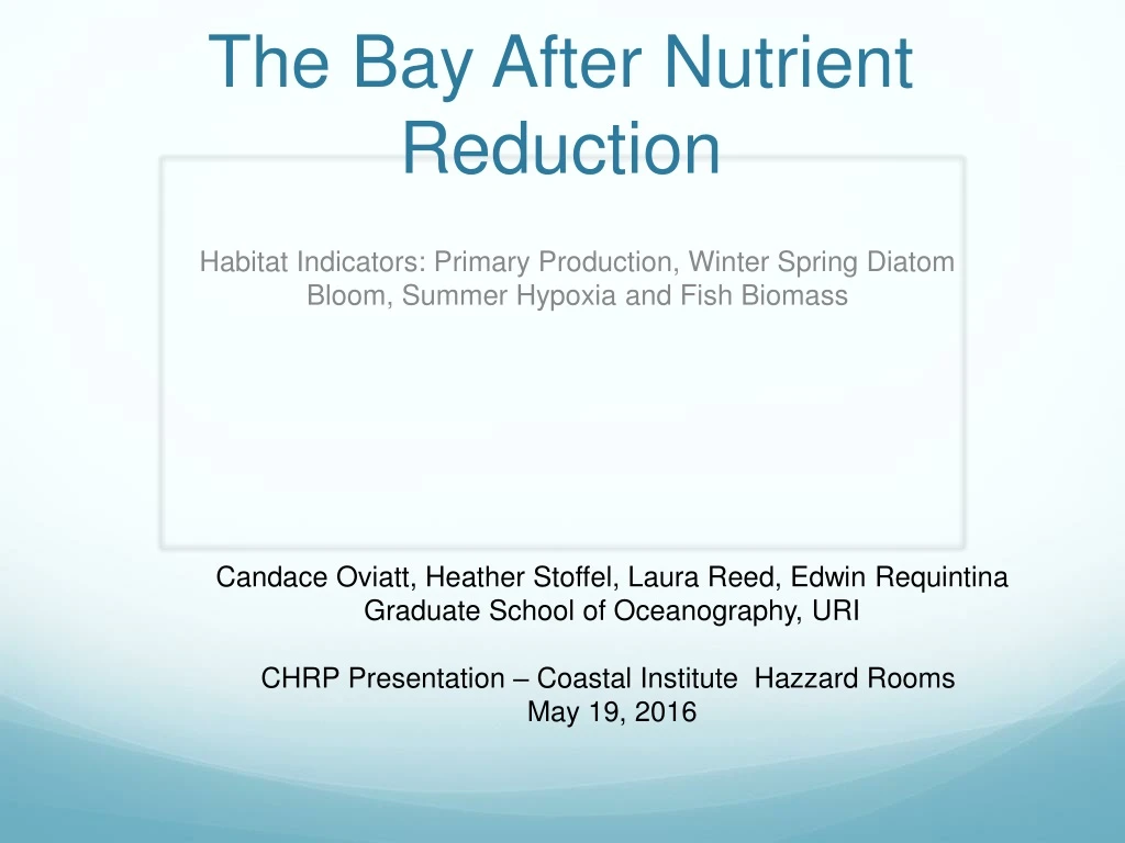 PPT - The Bay After Nutrient Reduction PowerPoint Presentation, free ...