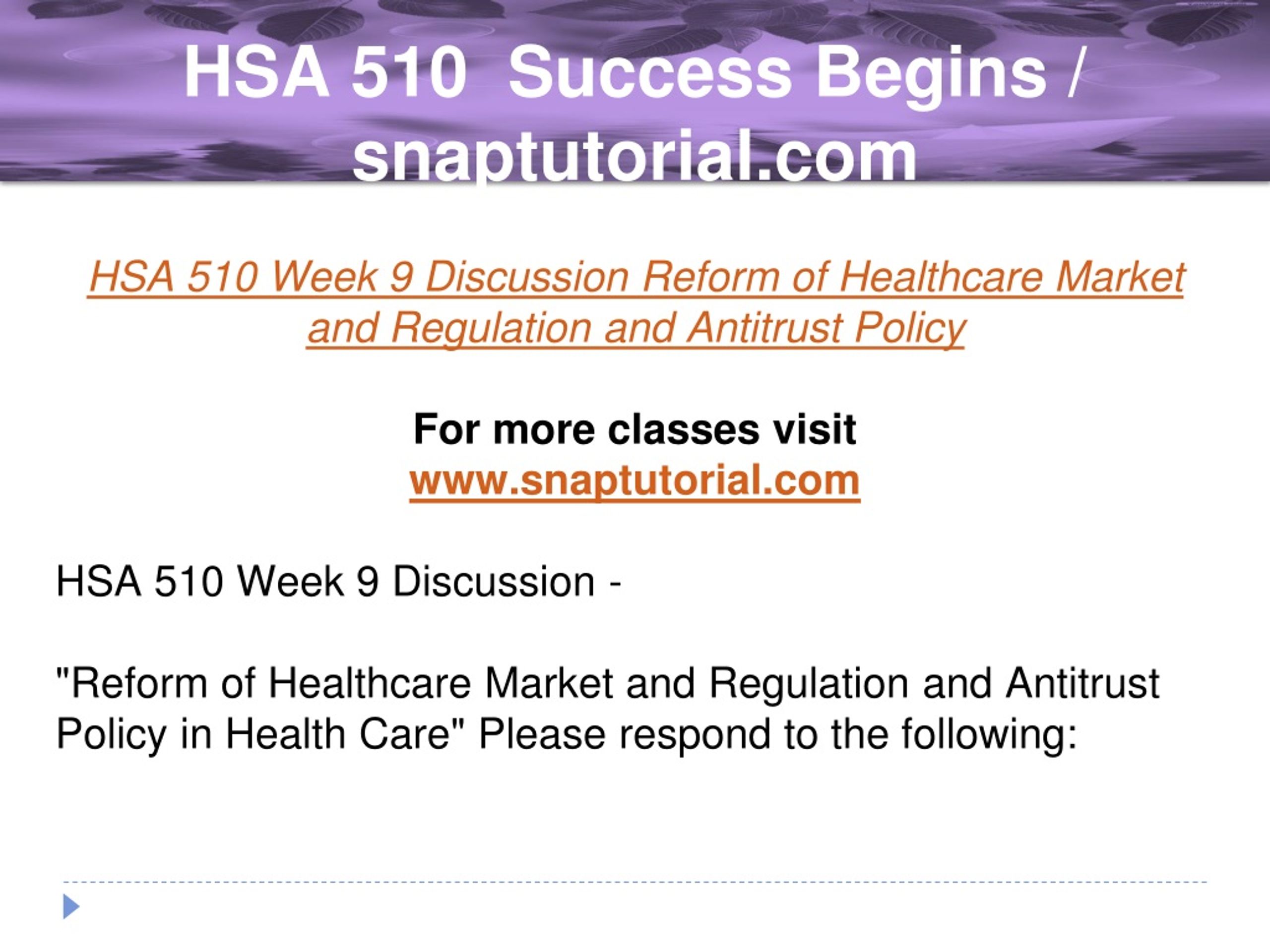 PPT - HSA 510 Success Begins / snaptutorial.com PowerPoint Presentation - ID:8440399