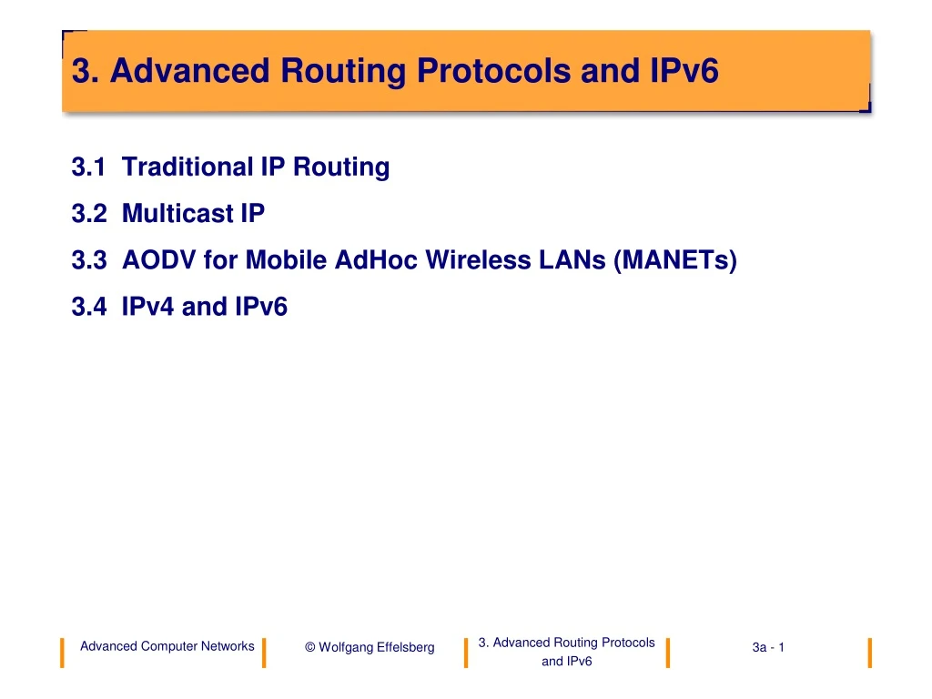 PPT - 3. Advanced Routing Protocols and IPv6 PowerPoint Presentation ...