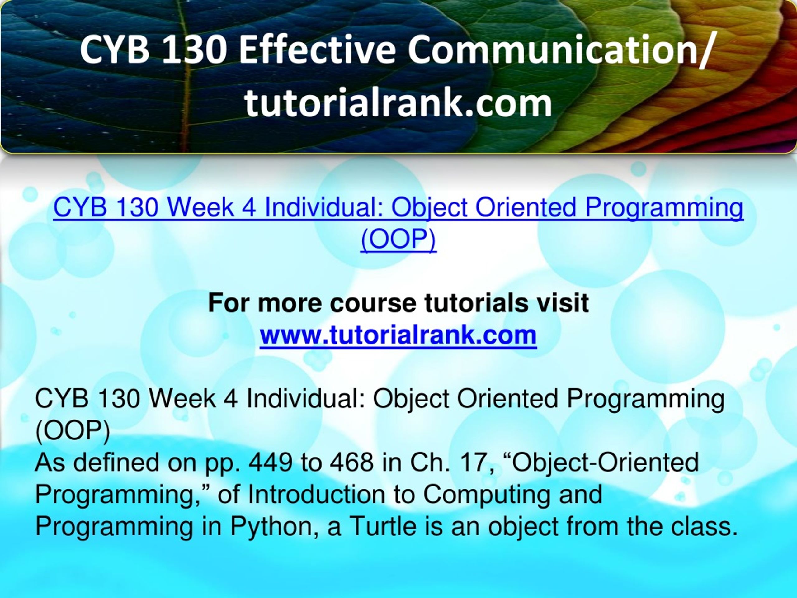 PPT - CYB 130 Effective Communication/tutorialrank.com PowerPoint Presentation - ID:8444693