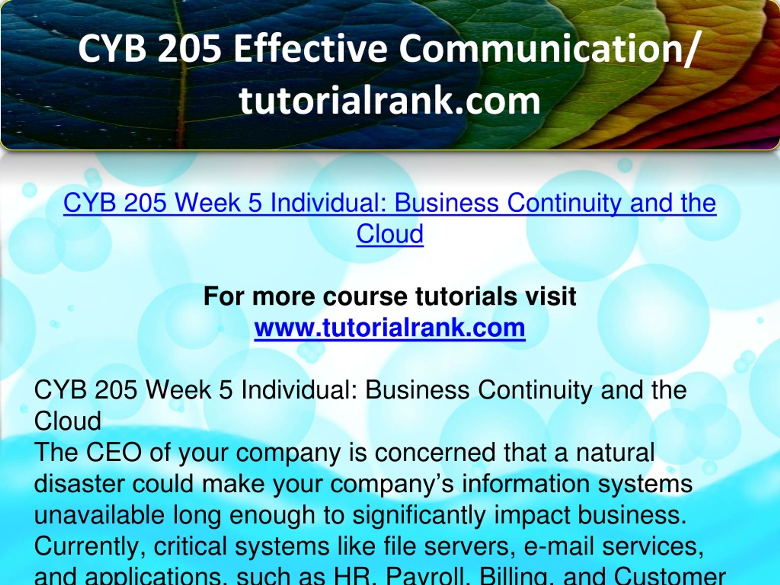 PPT - CYB 205 Effective Communication/tutorialrank.com PowerPoint Presentation - ID:8444710