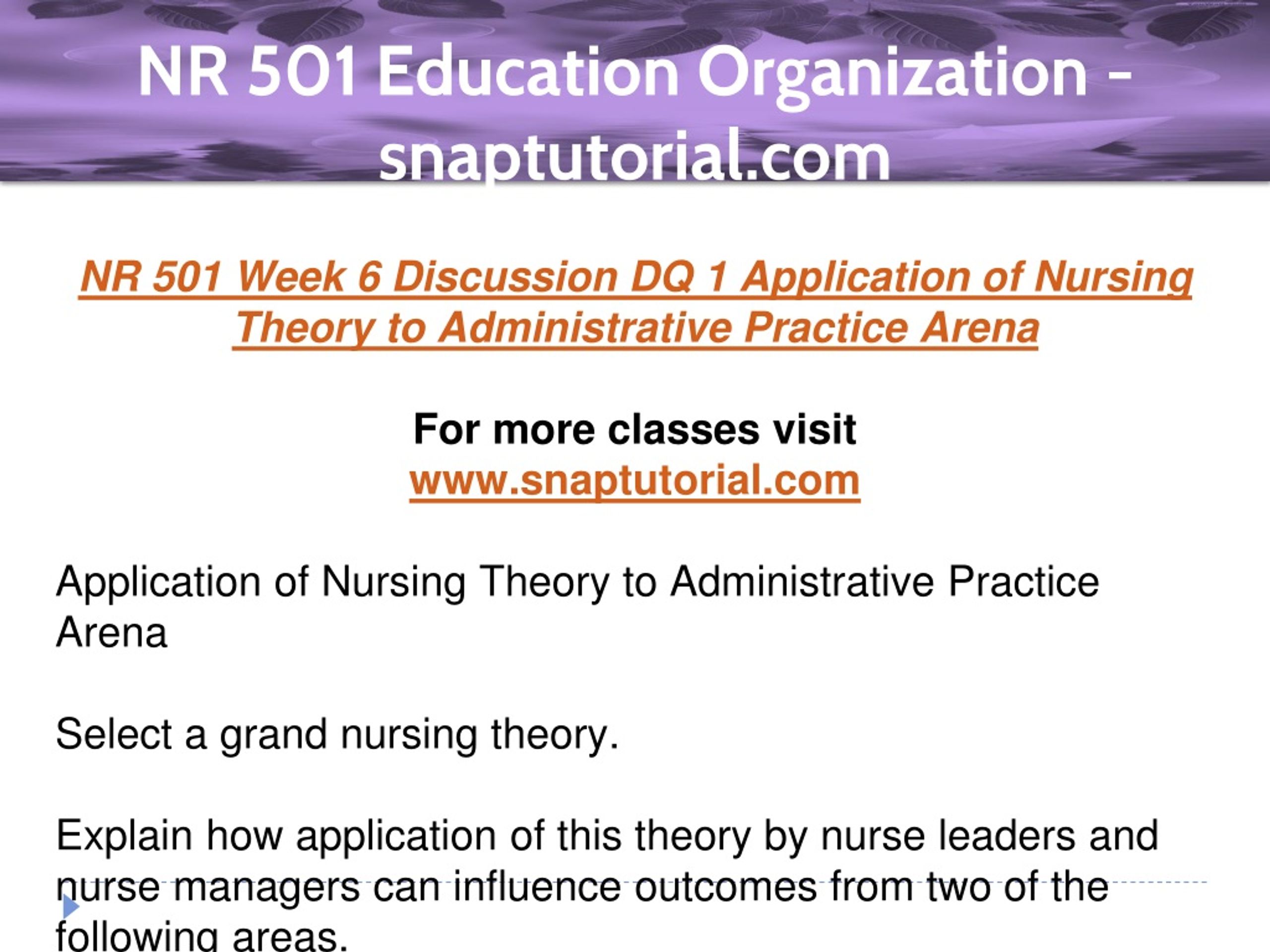 PPT - NR 501 Education Organization-snaptutorial.com PowerPoint Presentation - ID:8447453