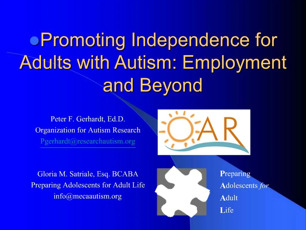 PPT - Promoting Independence for Adults with Autism: Employment and ...