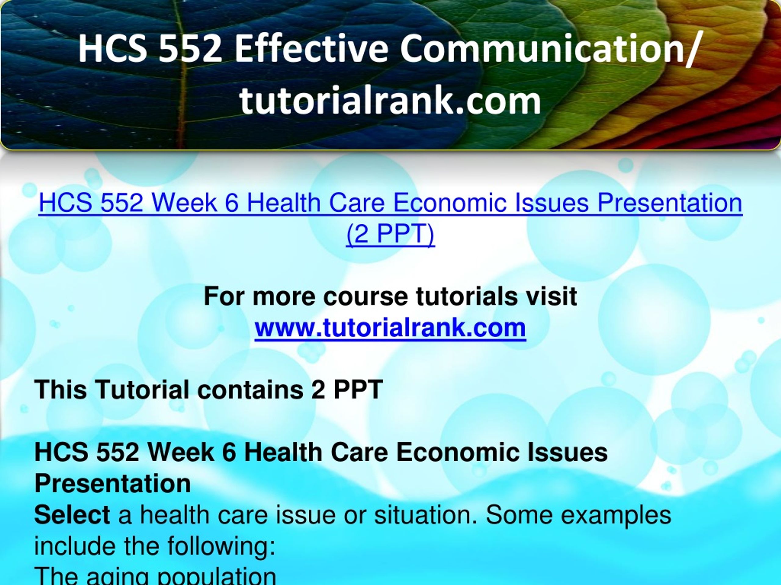 PPT - HCS 552 Effective Communication/tutorialrank.com PowerPoint ...