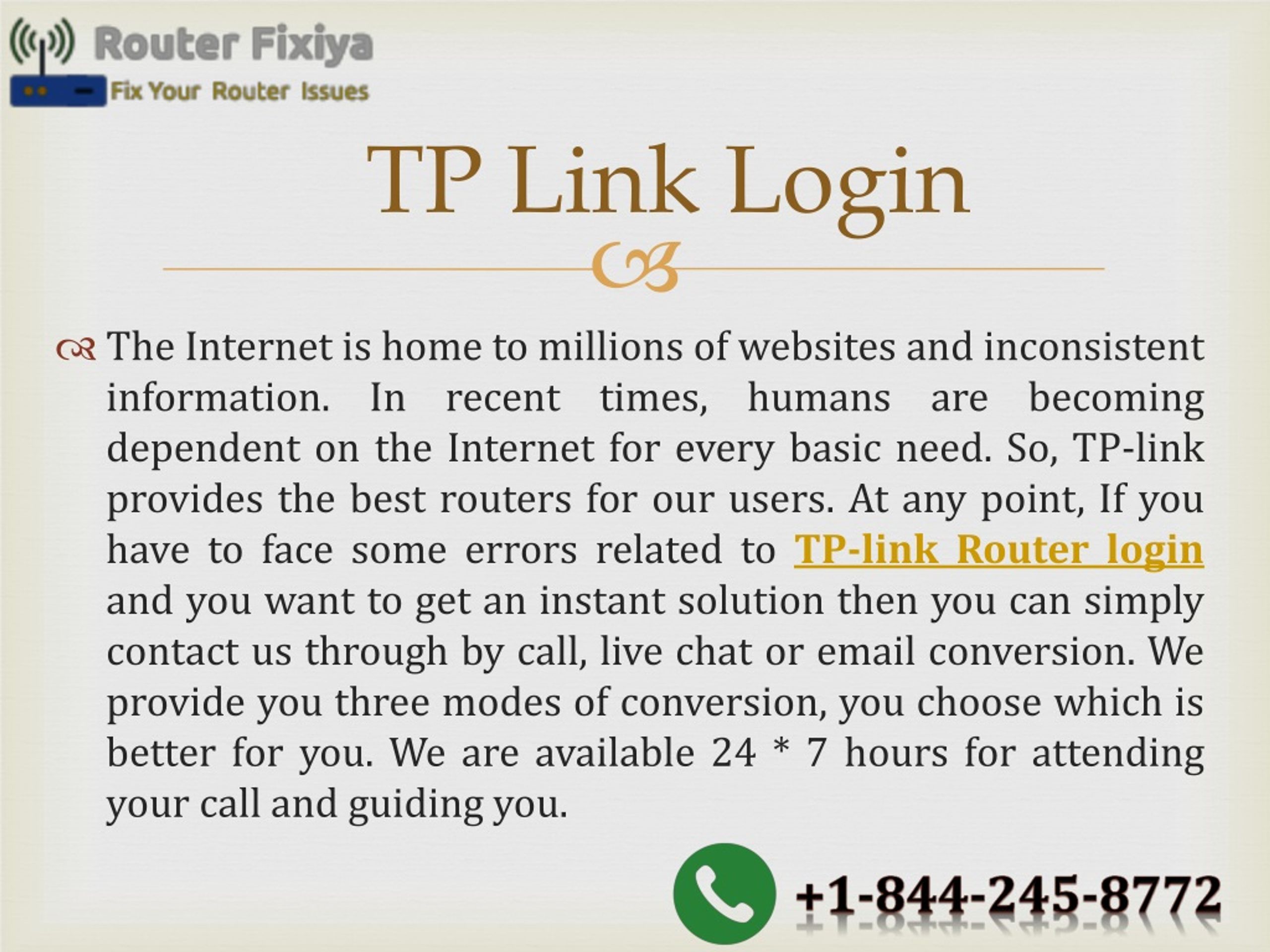 PPT - TP Link Login | 1-844-245-8772 | TP Link Router Login PowerPoint ...