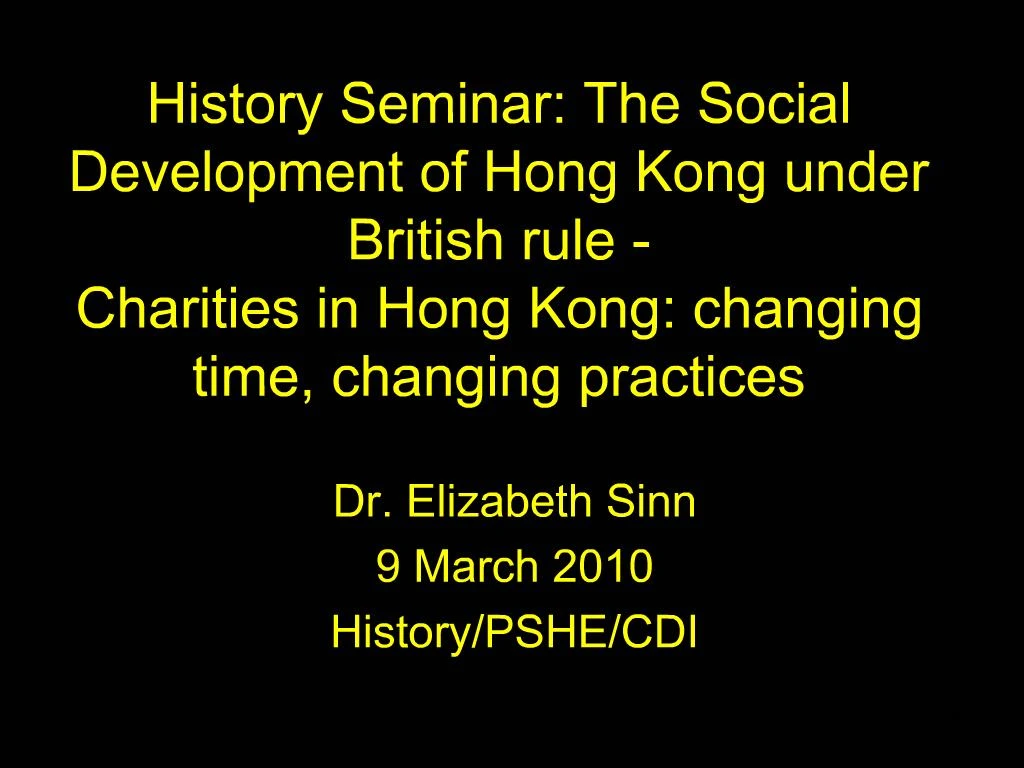 PPT - History Seminar: The Social Development of Hong Kong under ...