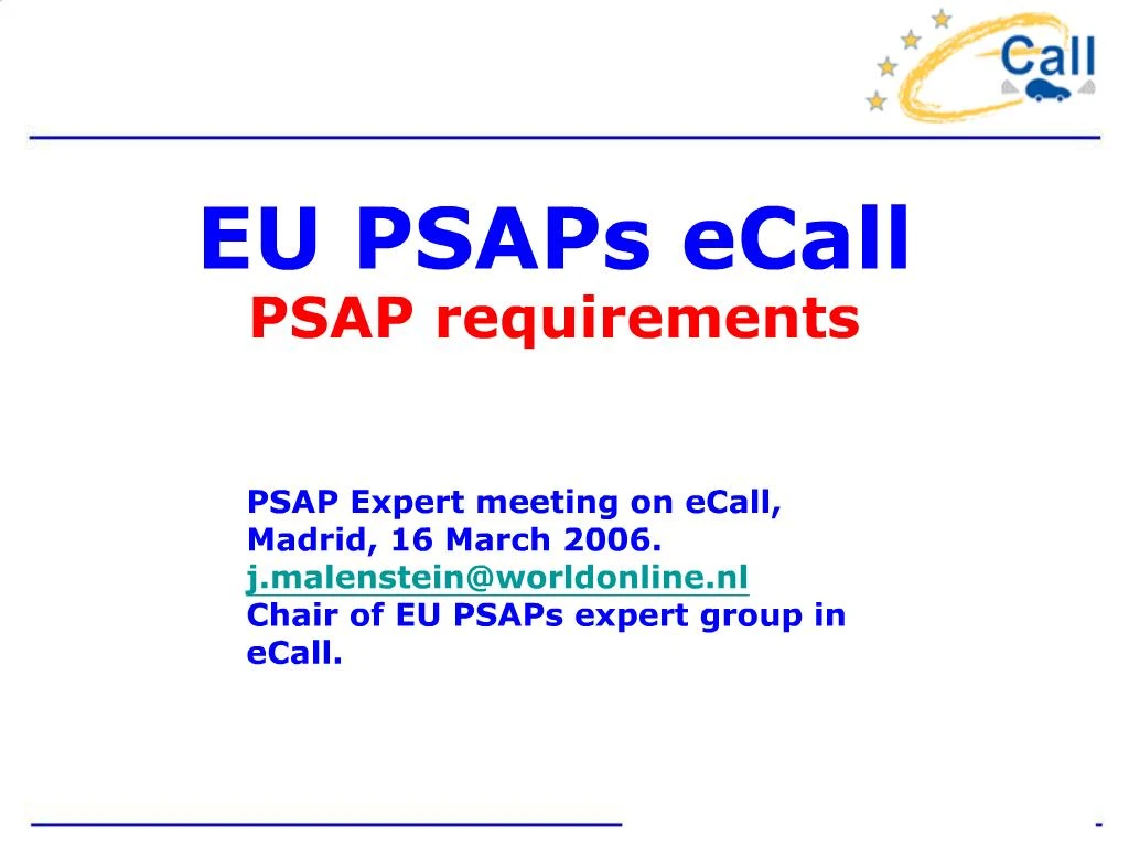 PPT - EU PSAPs eCall PSAP requirements PowerPoint Presentation, free ...
