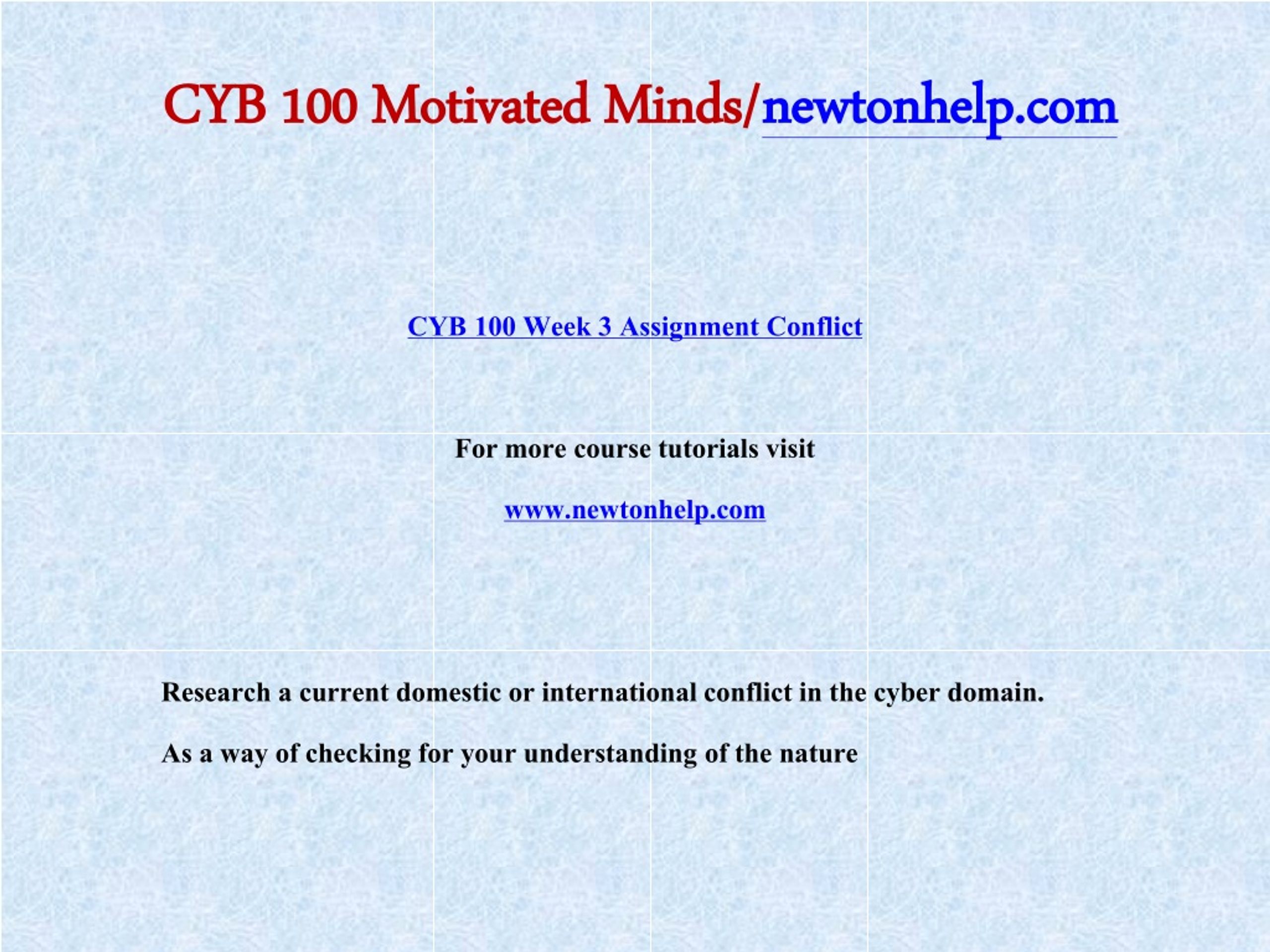 PPT - CYB 100 Motivated Minds/newtonhelp.com PowerPoint Presentation, free download - ID:8498114