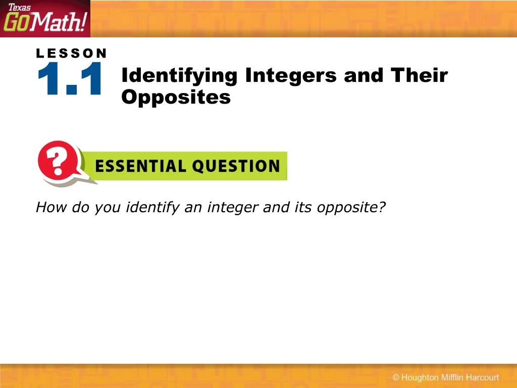 PPT - Identifying Integers and Their Opposites PowerPoint Presentation ...