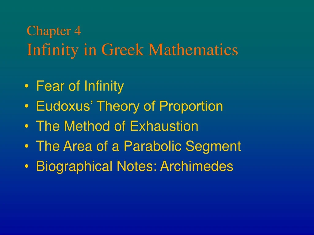 PPT - Chapter 4 Infinity in Greek Mathematics PowerPoint Presentation ...