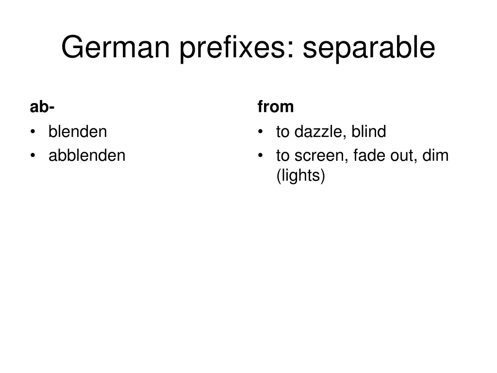 PPT - German prefixes: separable PowerPoint Presentation, free download ...