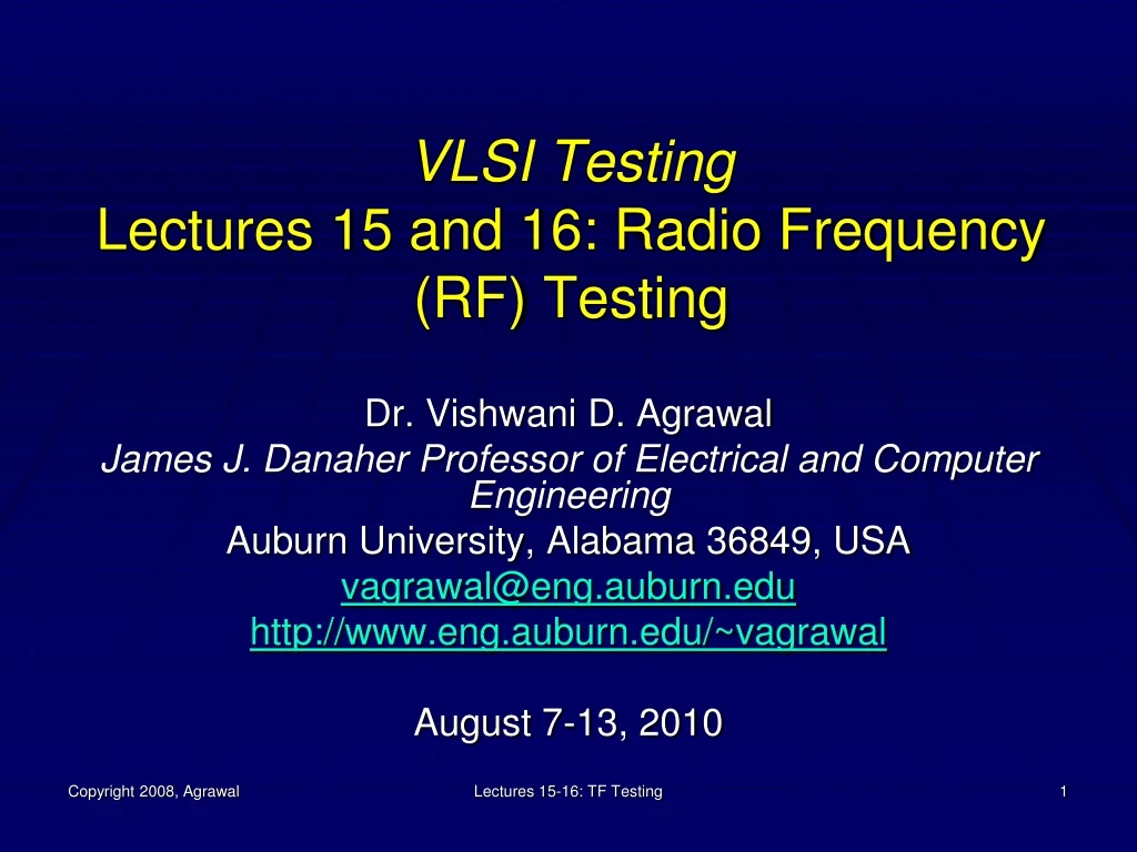 Ppt Vlsi Testing Lectures 15 And 16 Radio Frequency Rf Testing Powerpoint Presentation Id