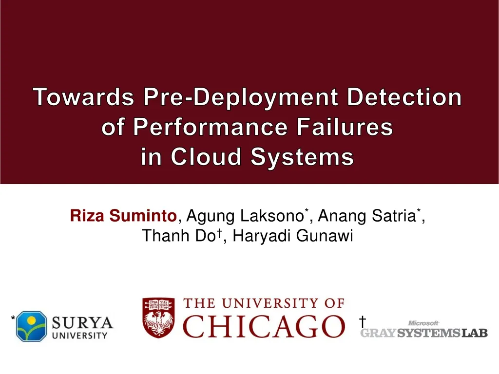 PPT - Towards Pre-Deployment Detection of Performance Failures in Cloud ...