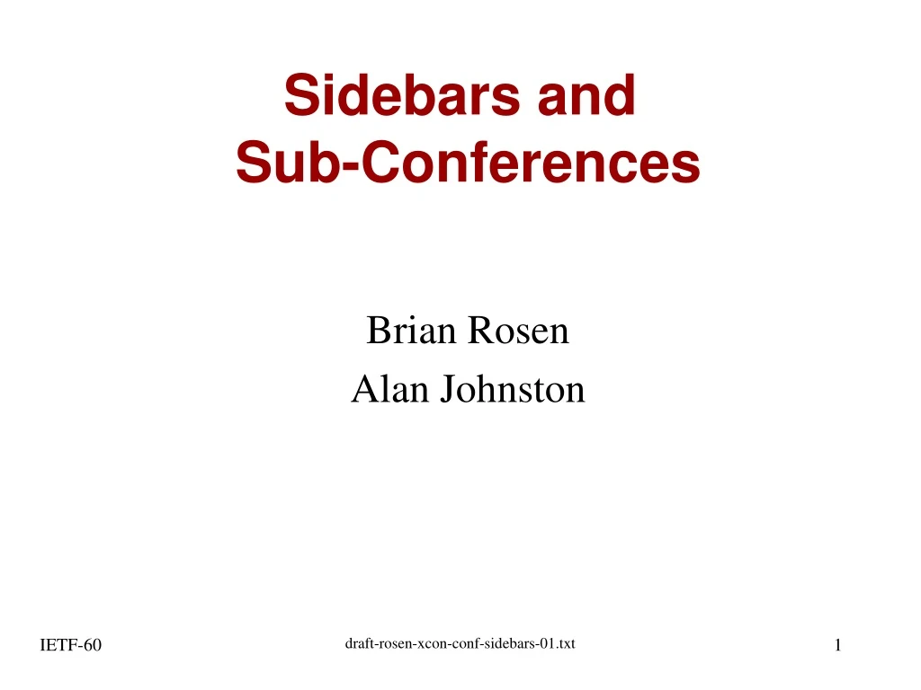 PPT - Sidebars and Sub-Conferences PowerPoint Presentation, free ...