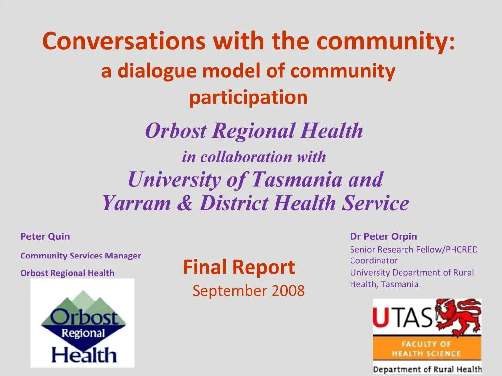 PPT - Conversations with the community: a dialogue model of community ...