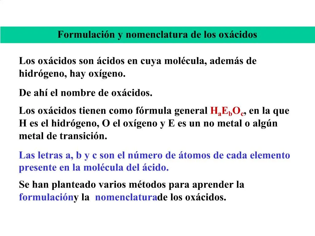 PPT - Formulaci n y nomenclatura de los ox cidos PowerPoint ...