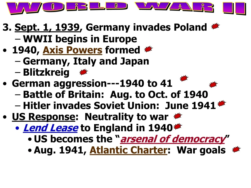 PPT - 3. Sept. 1, 1939 , Germany invades Poland WWII begins in Europe ...