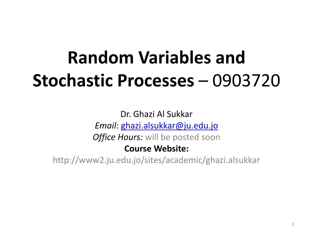 PPT - Random Variables and Stochastic Processes – 0903720 PowerPoint ...