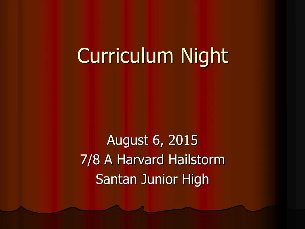 PPT - Curriculum Night PowerPoint Presentation, free download - ID:8668604