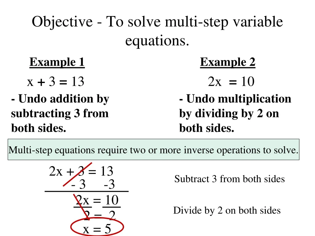 PPT - Objective - To solve multi-step variable equations. PowerPoint ...
