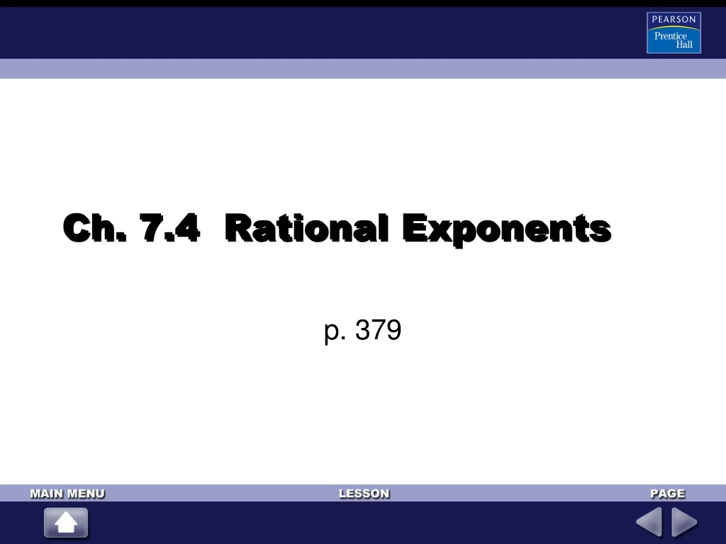 PPT - Ch. 7.4 Rational Exponents PowerPoint Presentation, free download ... PPT - Ch. 7.4 Rational Exponents PowerPoint Presentation, free download ...