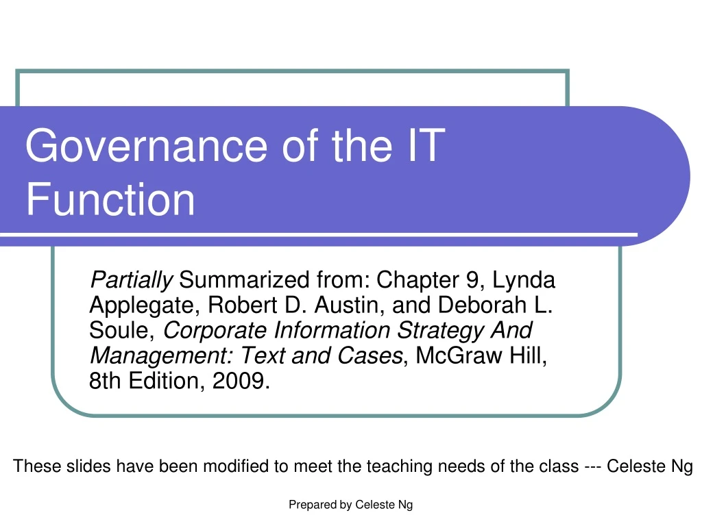 PPT - Governance of the IT Function PowerPoint Presentation, free ...