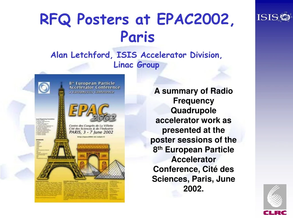 PPT - RFQ Posters at EPAC2002, Paris PowerPoint Presentation, free ...